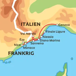 Den italienske riviera i Ligurien med Èze Village og Monaco