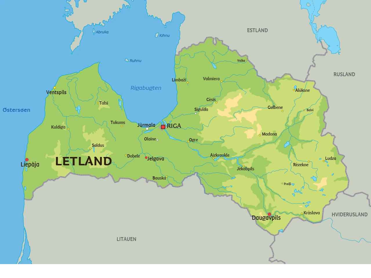 Kort over Letland - Her finder du et kort over Letland