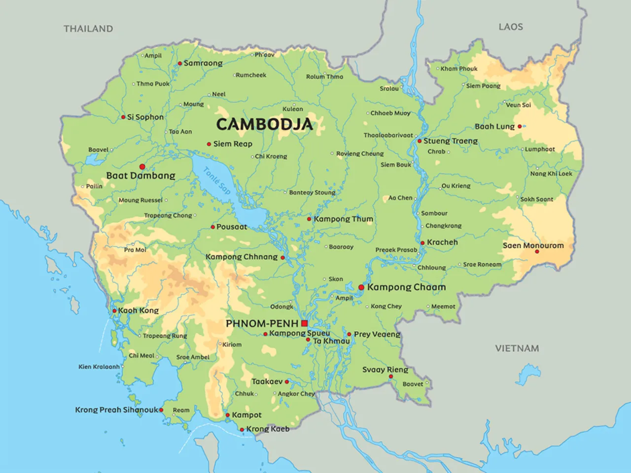Kort Over Cambodia Se Blandt Andet Placeringen Af Hovedstaden Og kort-over-cambodia-se-blandt-andet-placeringen-af-hovedstaden-og