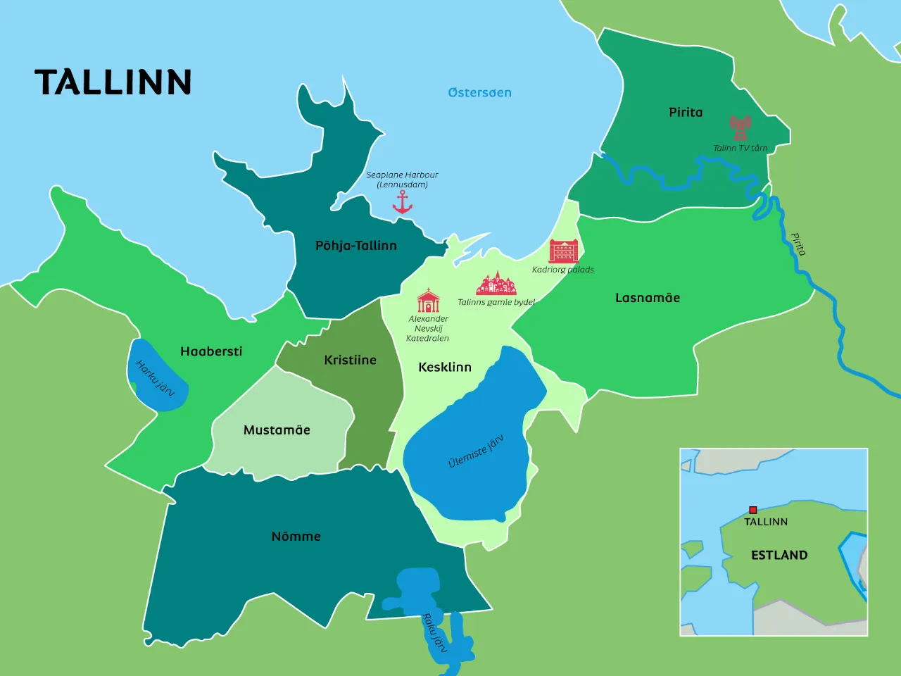 Kort over Tallinn - Udforsk Tallinn, og nogle af de mest besøgte ...