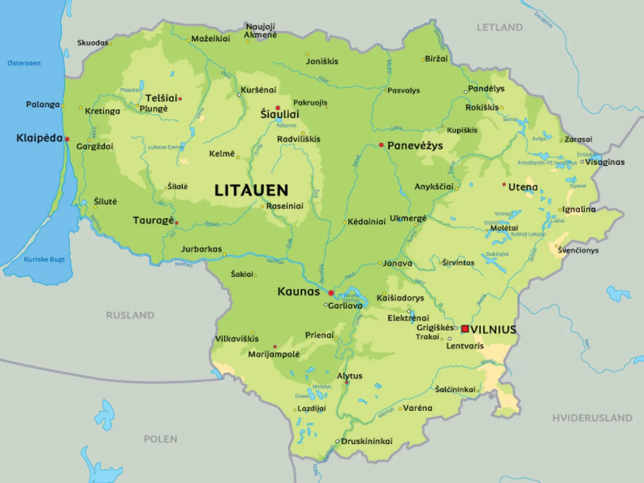 Kort over Litauen - Her finder du et kort over Litauen