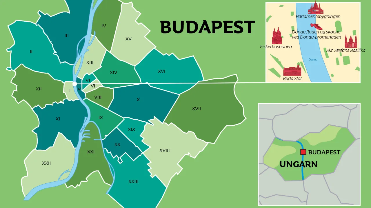 Kort over Budapest - Udforsk Budapest med dette kort